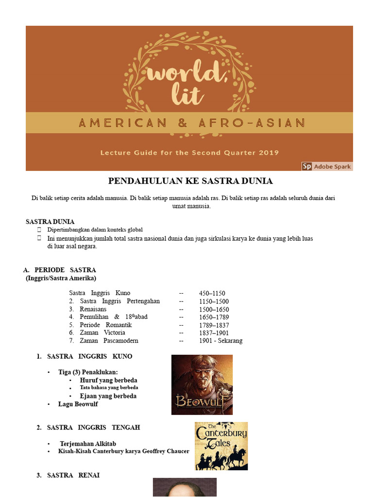 Modul 7 Pengenalan Sastra Dunia | PDF