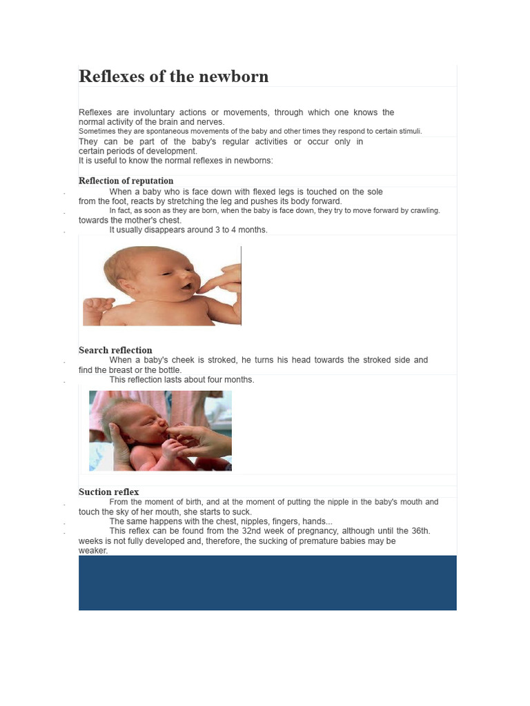 Newborn Reflexes Explained | PDF | Infants | Reflexes