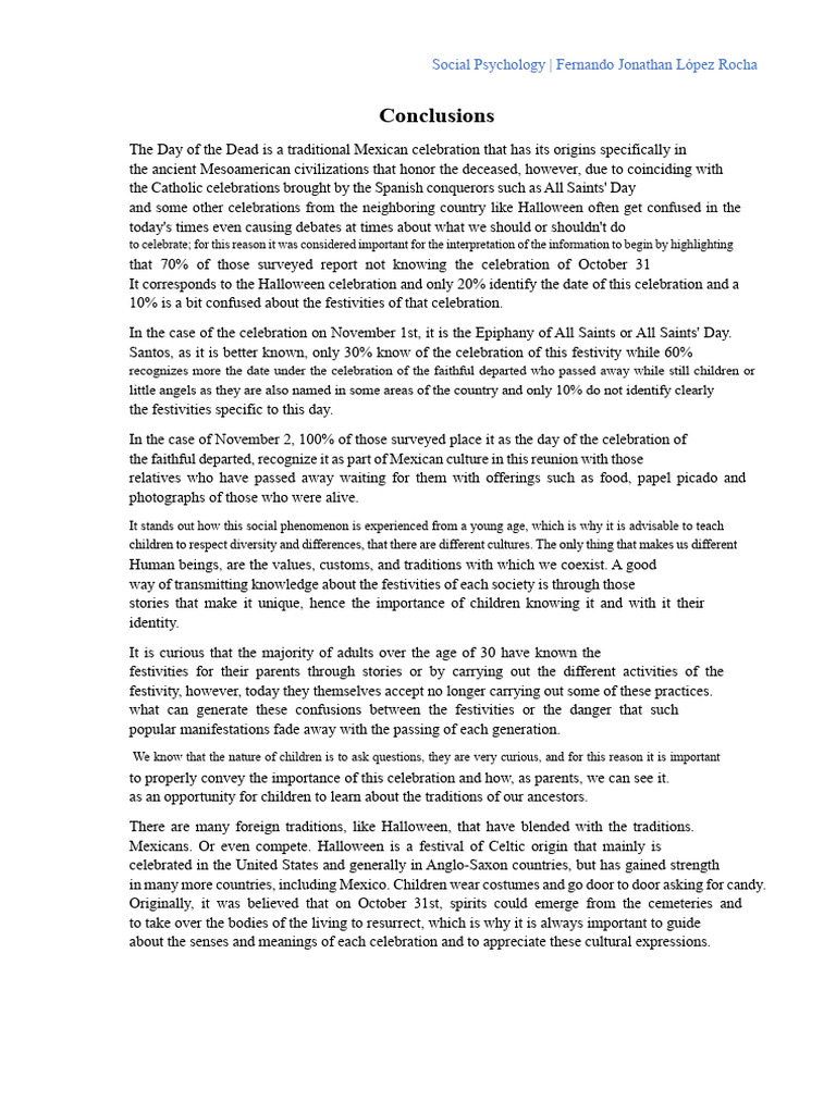 Conclusion Is | PDF | Halloween | Traditions