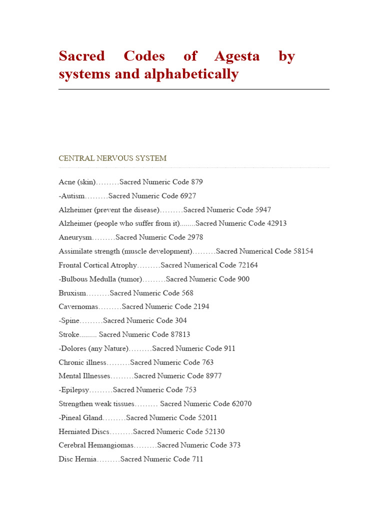 Sacred Numeric Codes for Health Issues | PDF | Planets In Astrology ...