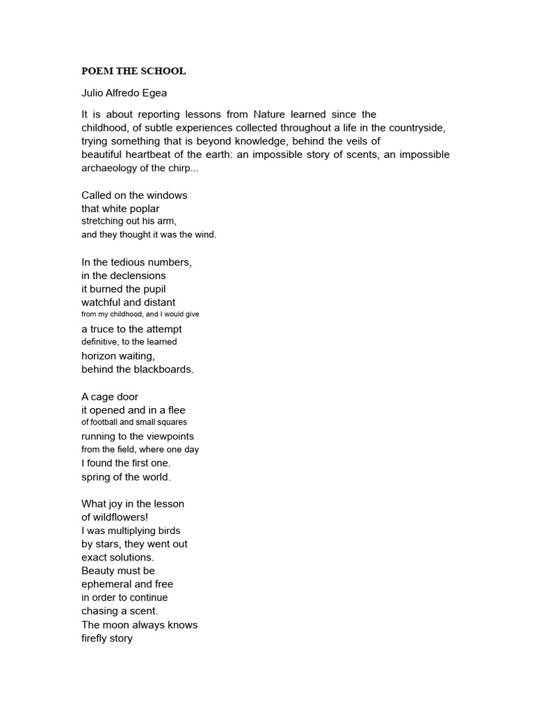 Poem The School Poem School | PDF