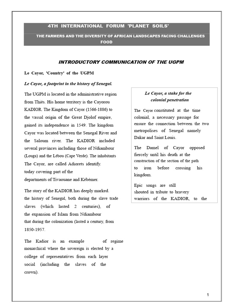 The Cayor Its History | PDF | Senegal | Agriculture