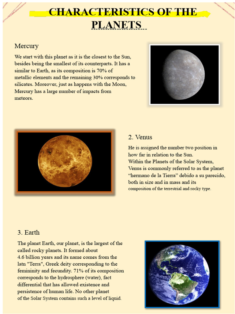 characteristics of the planets | PDF | Planets | Jupiter