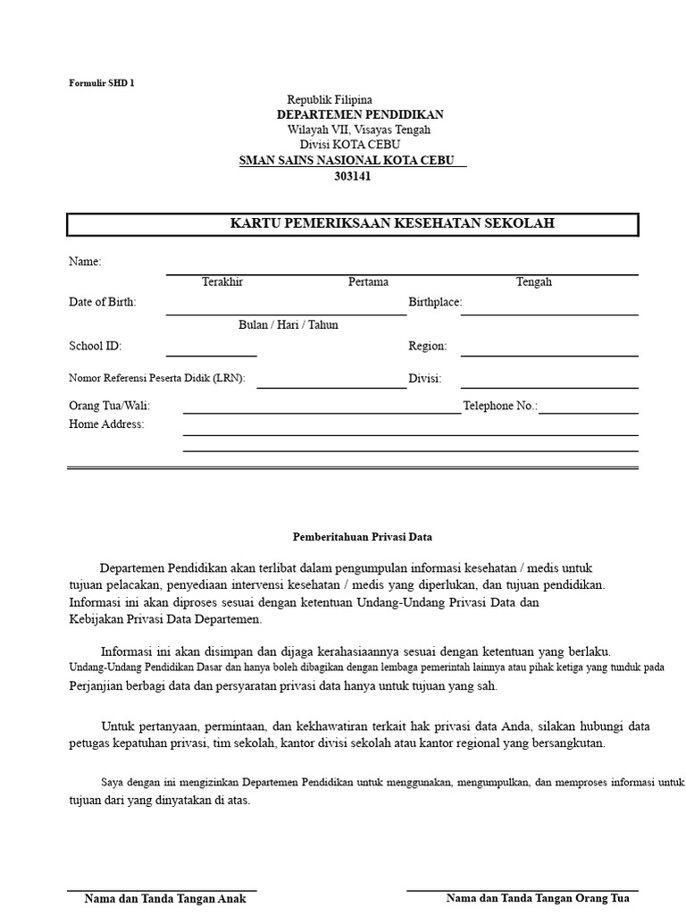 SHD-Form-1 | PDF
