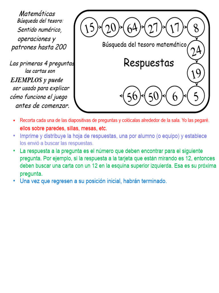 Búsqueda Del Tesoro - Números Hasta 200 Versión Pequeña | PDF