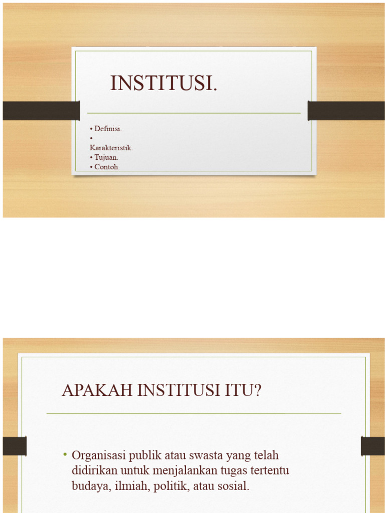 Memahami Berbagai Jenis Institusi | PDF