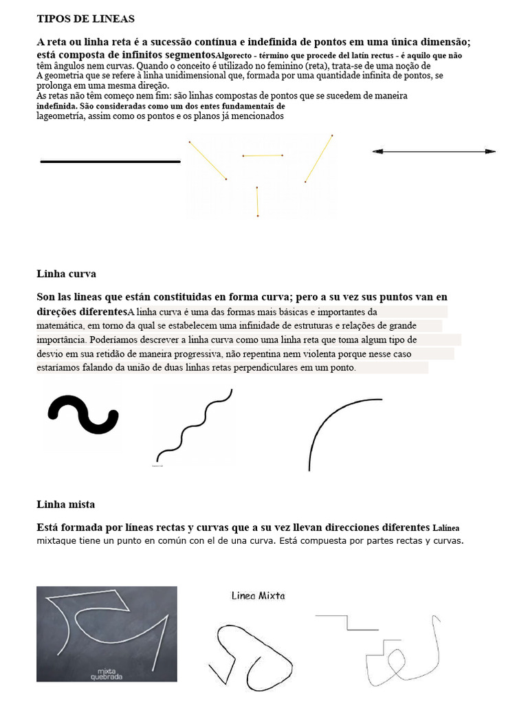 Tipos de Linhas | PDF | Linha (Geometria) | Matemática