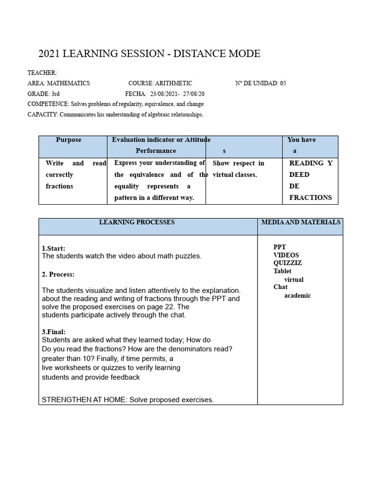 Reading and Writing Fractions | PDF
