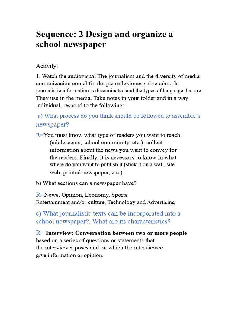Design and Organize a School Newspaper | PDF | Newspapers | News