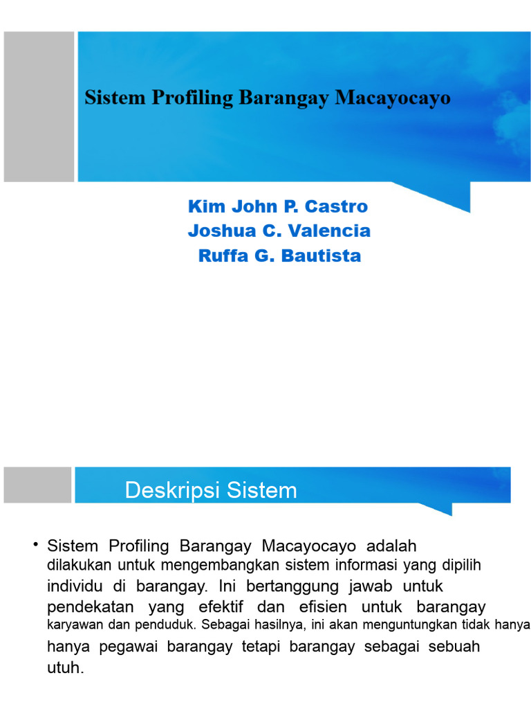 Sistem Profiling Barangay Macayocayo | PDF