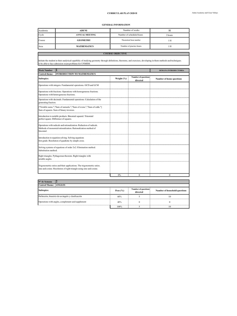Syllabus 2020 II - Geometry - Annual Virtual Aduni PDF | PDF ...