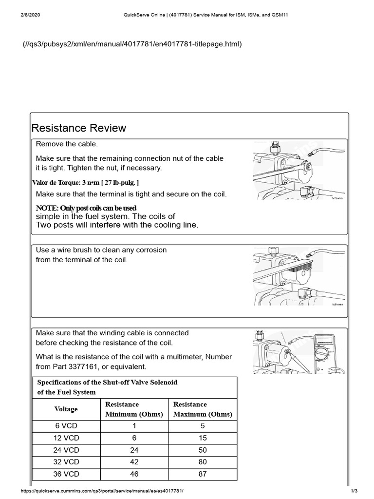 ISM AND QSM11 CHECK FUEL SHUT-OFF VALVE MOTOR ISM.pdf | PDF | Valve | Inductor