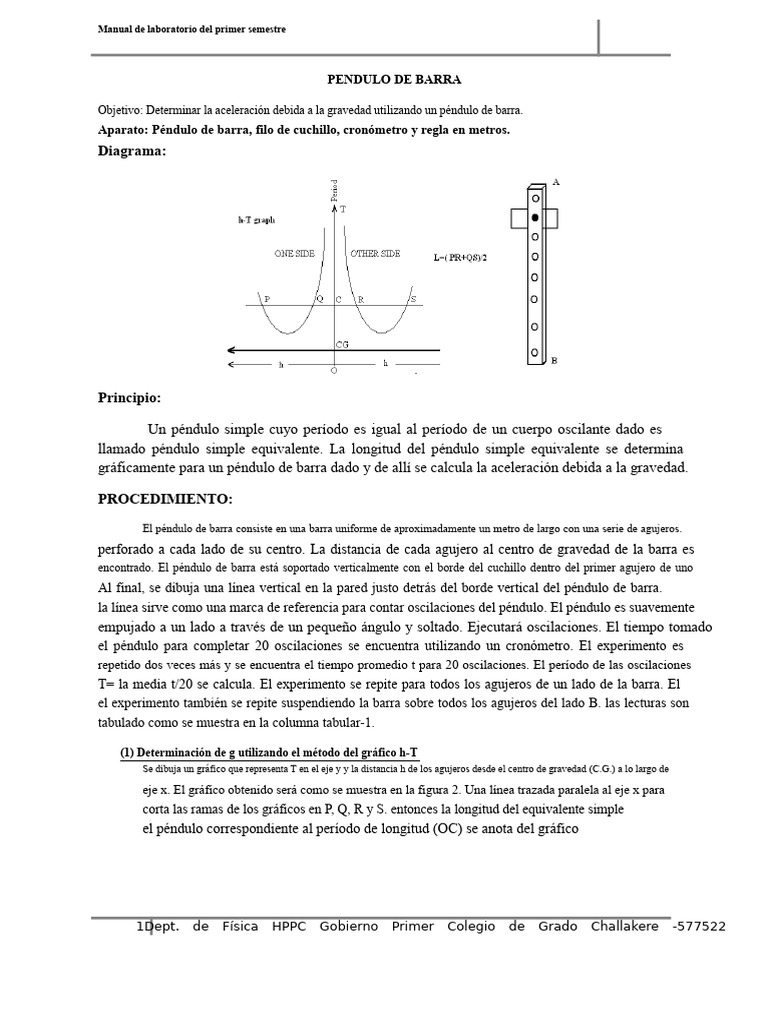 Experimentos del primer semestre | PDF | Péndulo | Eje