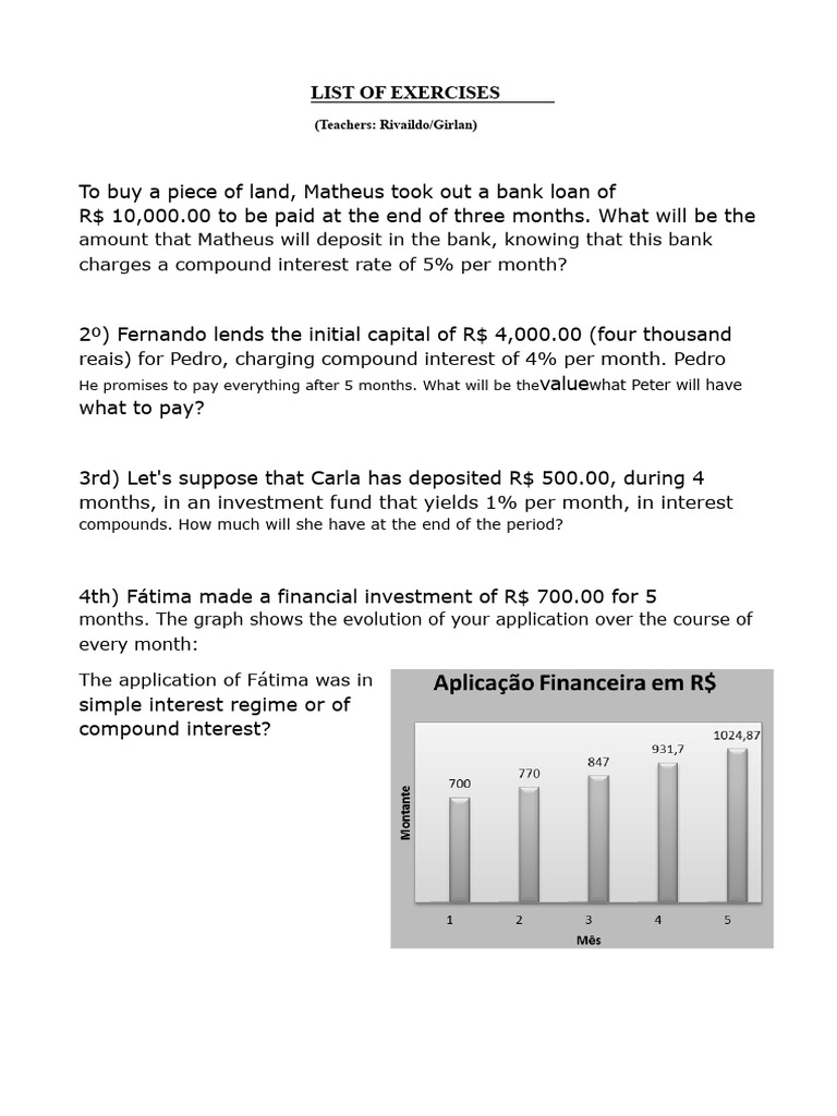 List of Exercises Compound Interest | PDF