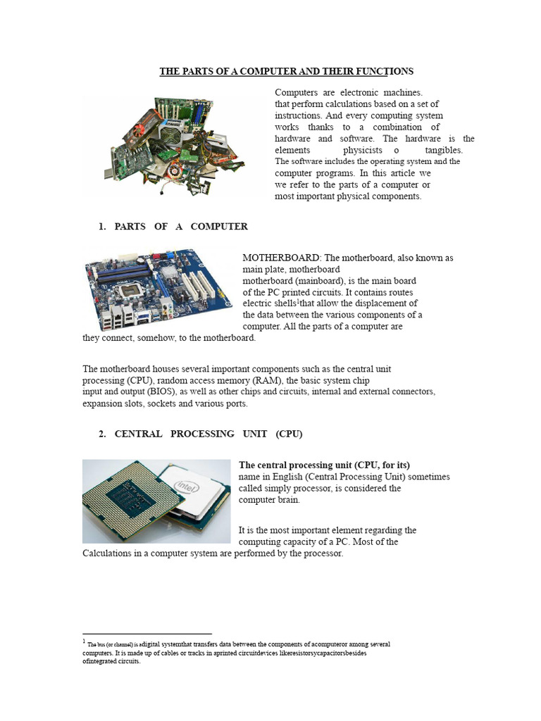 Parts of A Computer and Their Functions | PDF | Computer Data Storage | Solid State Drive