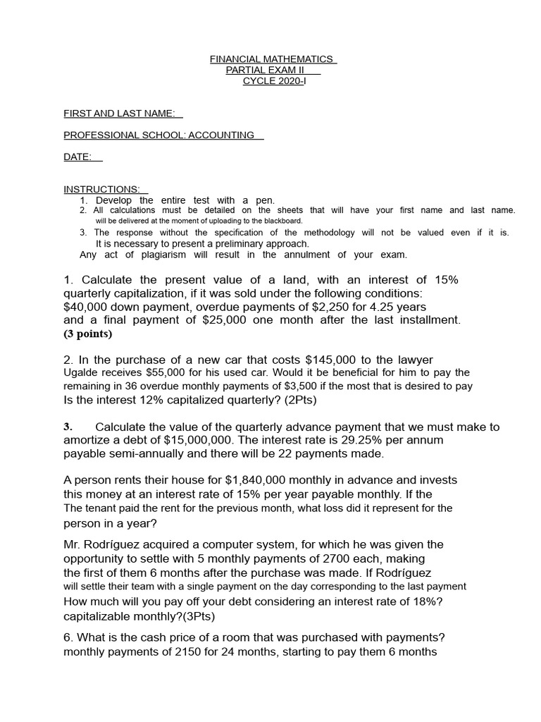 FINANCIAL MATHEMATICS II Partial | PDF | Interest | Present Value