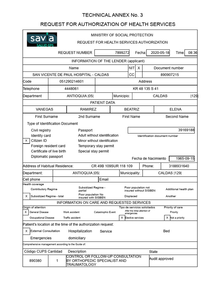 Health Services Authorization Request | PDF | Identity Document