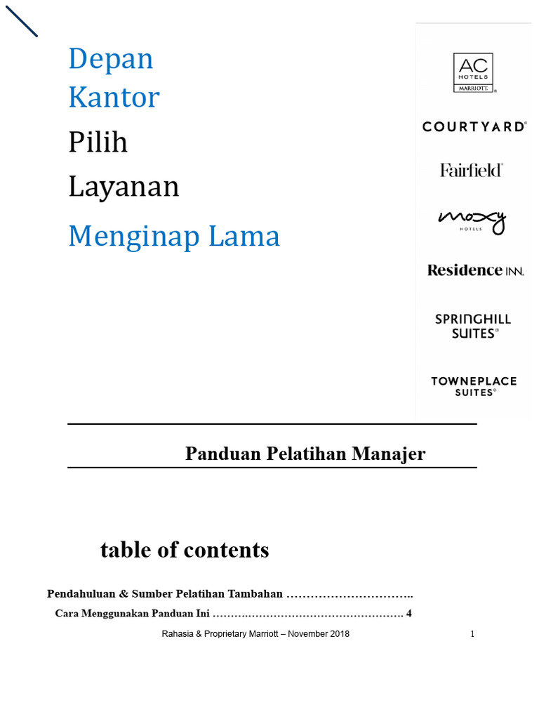 Panduan Manajemen FOSSE Marriott | PDF