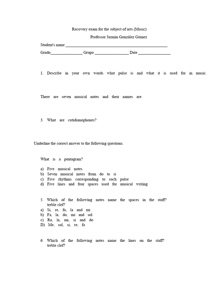 Music Exam | PDF | Rhythm | Musicology