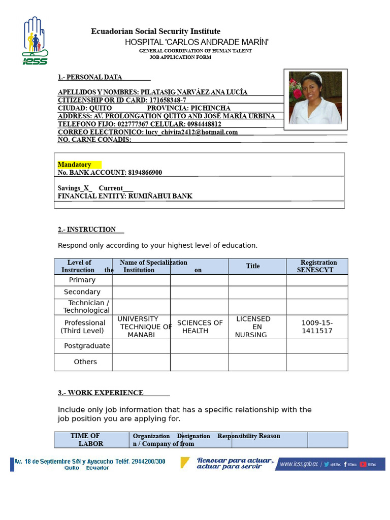 Job Application Form Format | PDF | Intravenous Therapy | Hospital