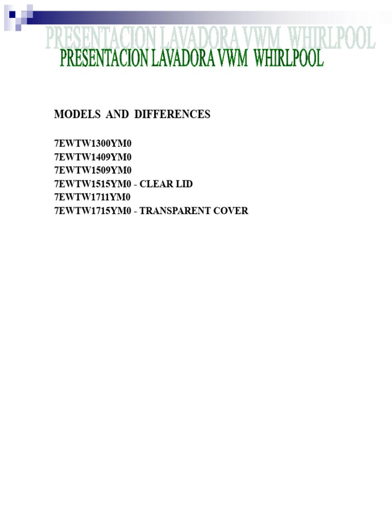 Whirlpool Washing Machine Model | PDF | Washing Machine | Equipment