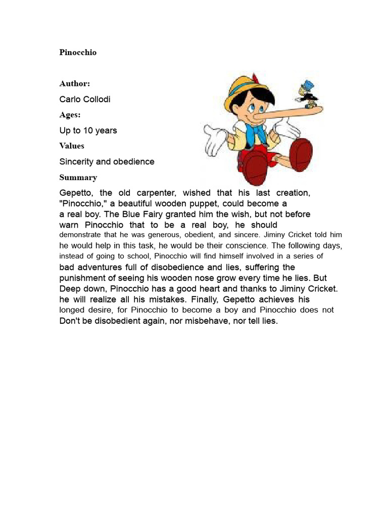 Pinocchio Short Story | PDF