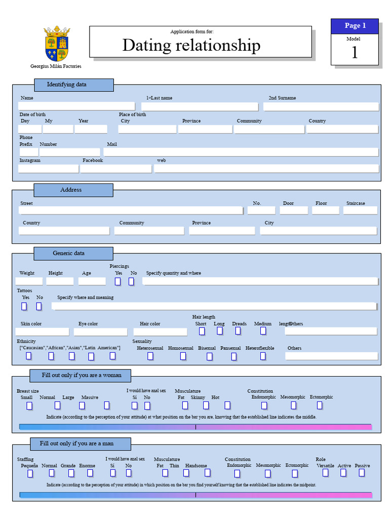 Model Dating Relationship Application Form | PDF | Sexuality | Human ...