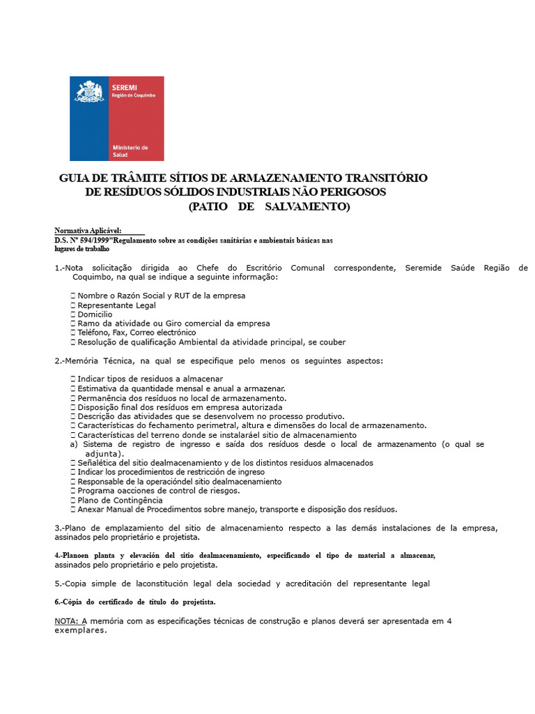 Trâmite Pátio de Salvamento | PDF