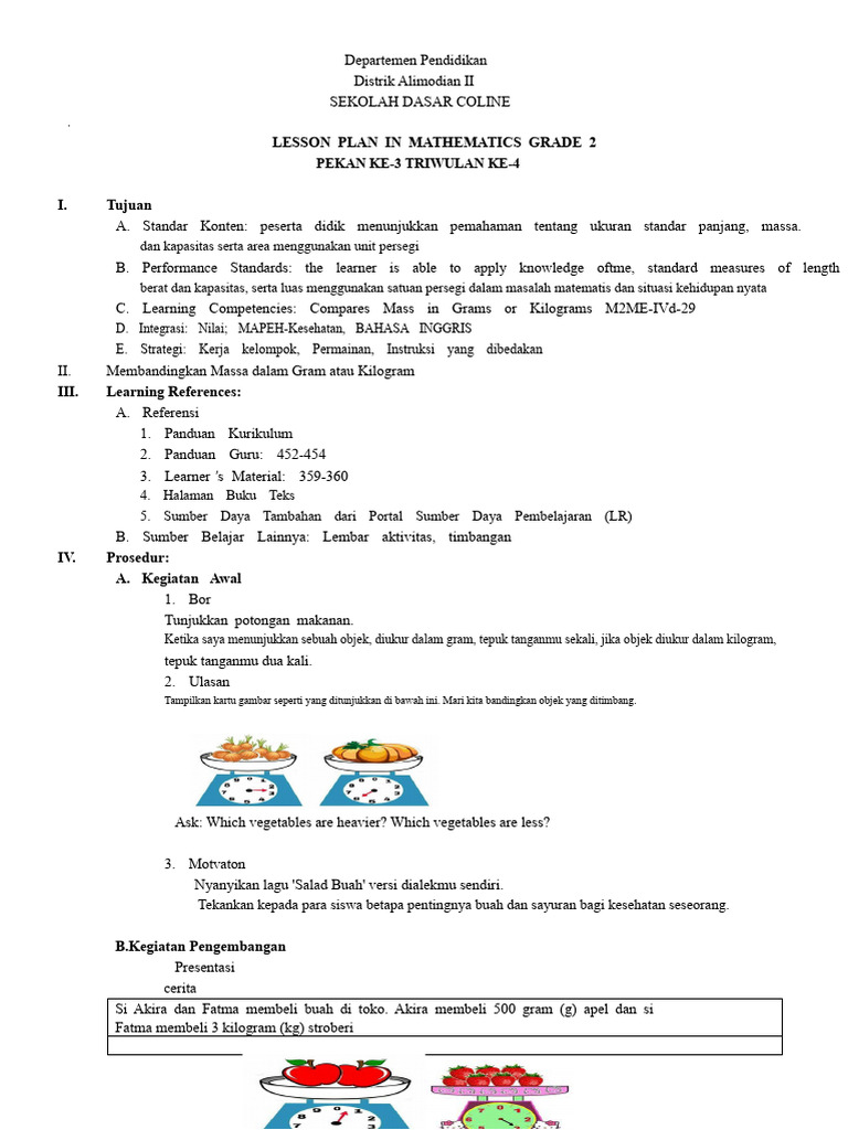 Kelas 2 COT MATH Q4 | PDF