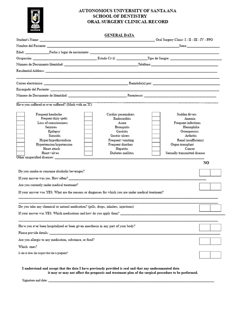 Oral Surgery Record 2019 | PDF | Allergy | Dentistry