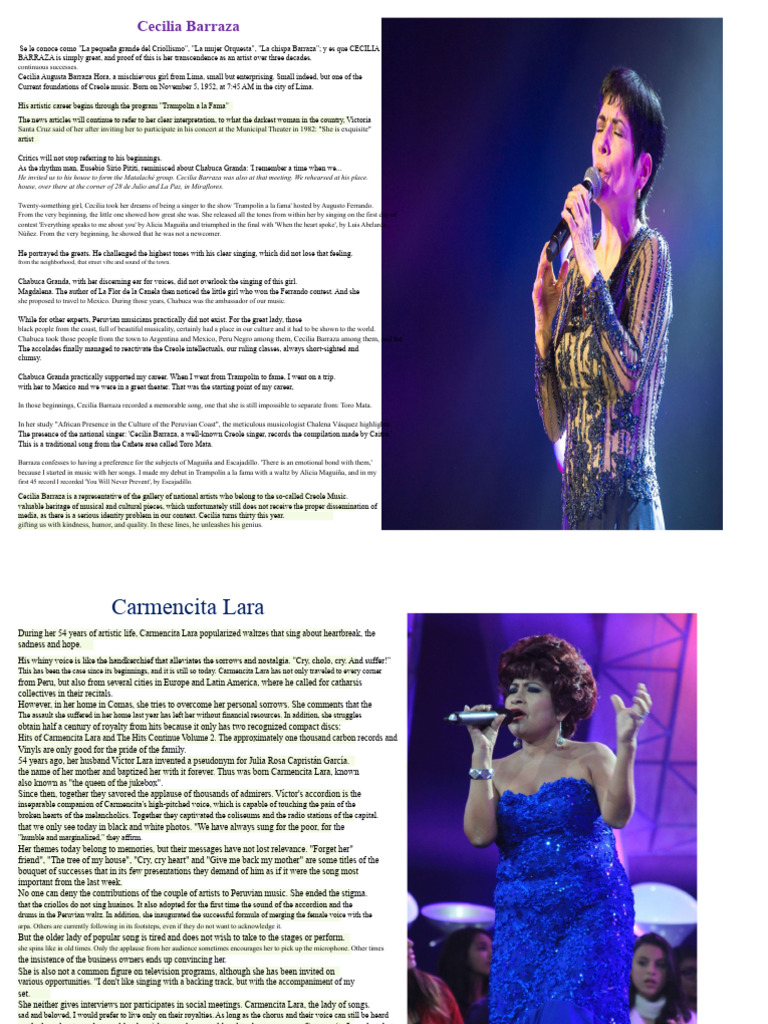 Biographies of Creole Singers | PDF