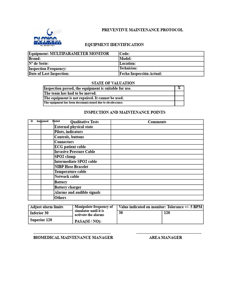 Multiparametric Monitoring Protocol | PDF