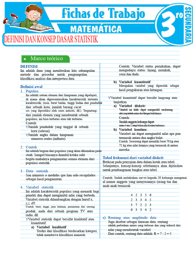 Definisi Dan Konsep Dasar Statistik Untuk Kelas Tiga Sekolah Menengah ...