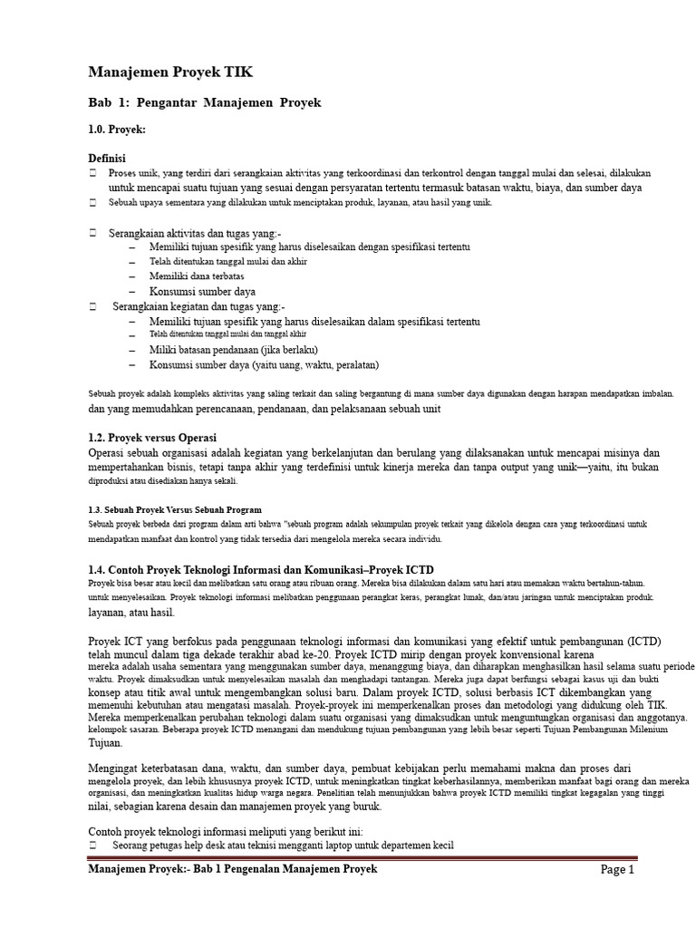 Bab 1 - Pengantar Manajemen Proyek | PDF