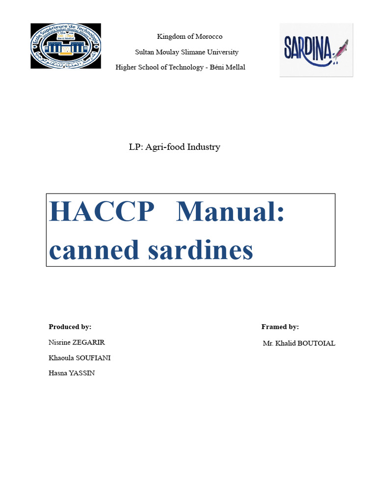 HACCP Manual for Canned Sardines | PDF | Quality Management | Hygiene