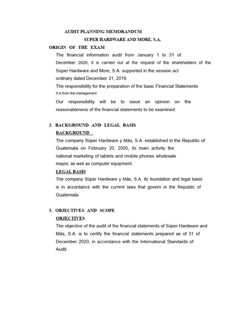 Audit Planning Memorandum and Risk Matrix | PDF | International ...