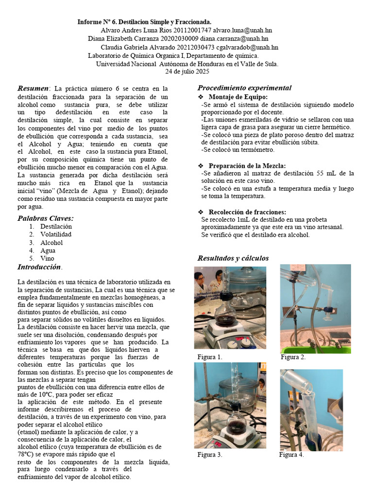 Copia de 06. Destilación Simple y Fraccionada | PDF | Destilación | Etanol