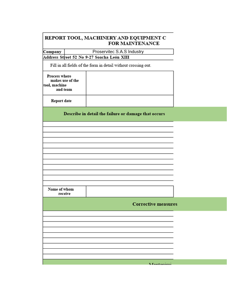 Report of Damaged Machine Tools and Equipment | PDF