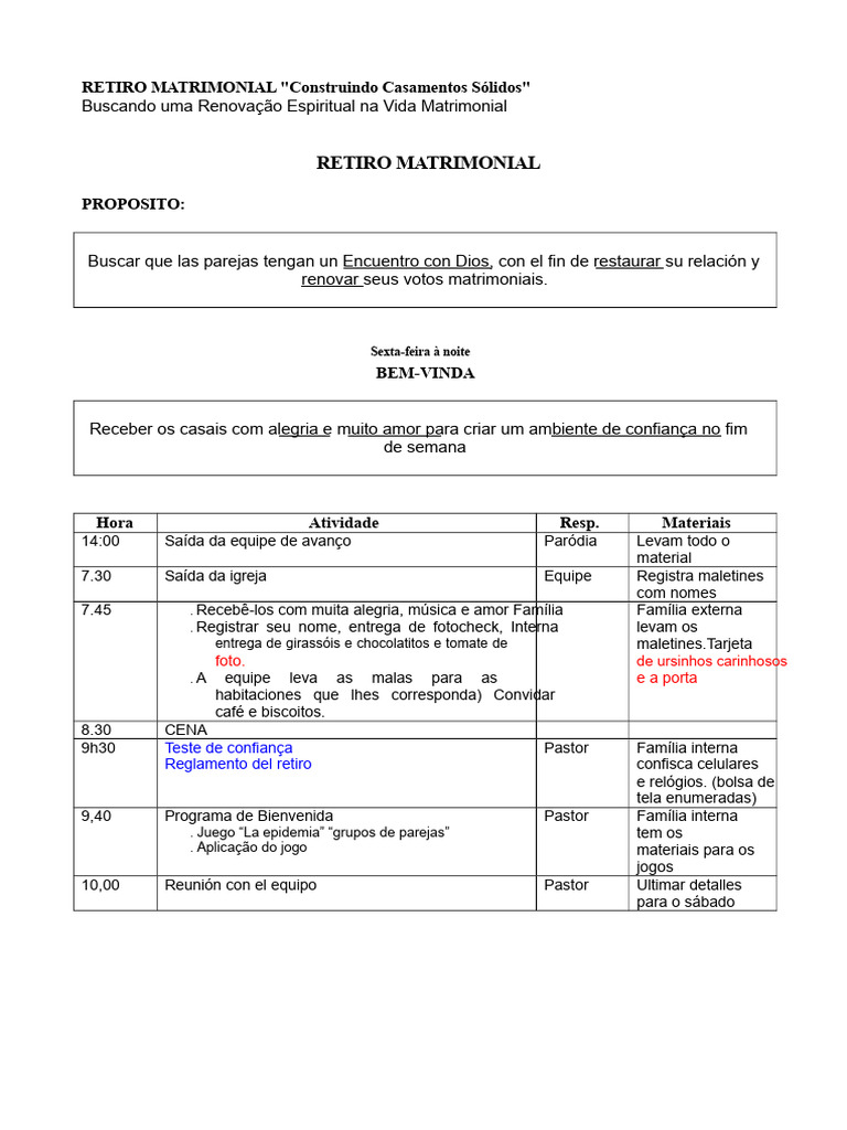 Retiro Matrimonial: Renovação e Amor | PDF | Amor | Espiritualidade