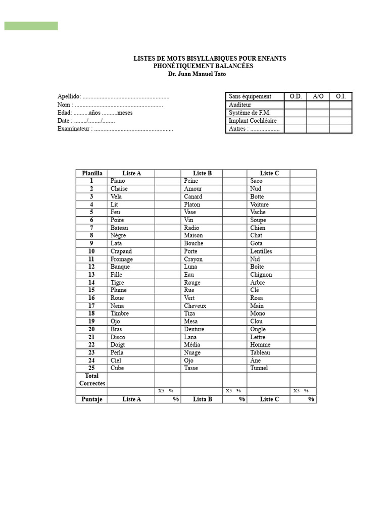 Mots bisyllabiques pour enfants | PDF