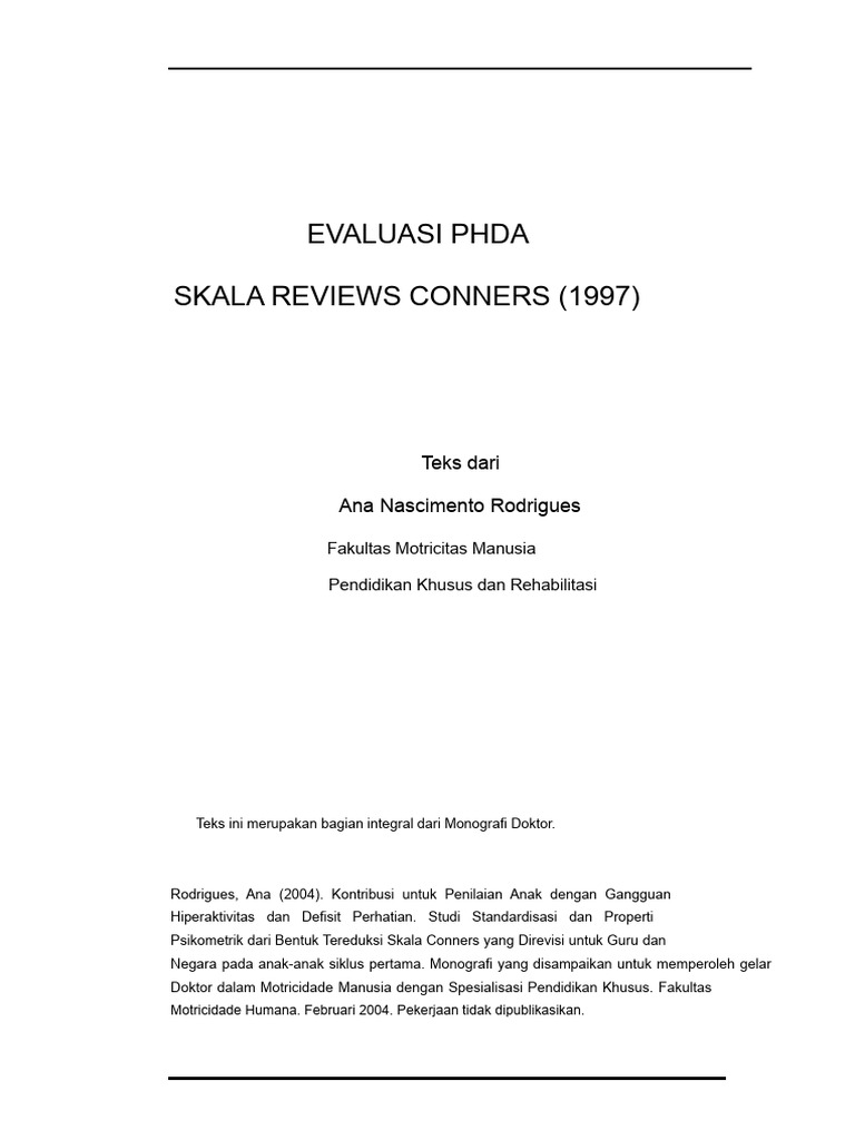 Skala Majalah Conners.teks Dukungan | PDF