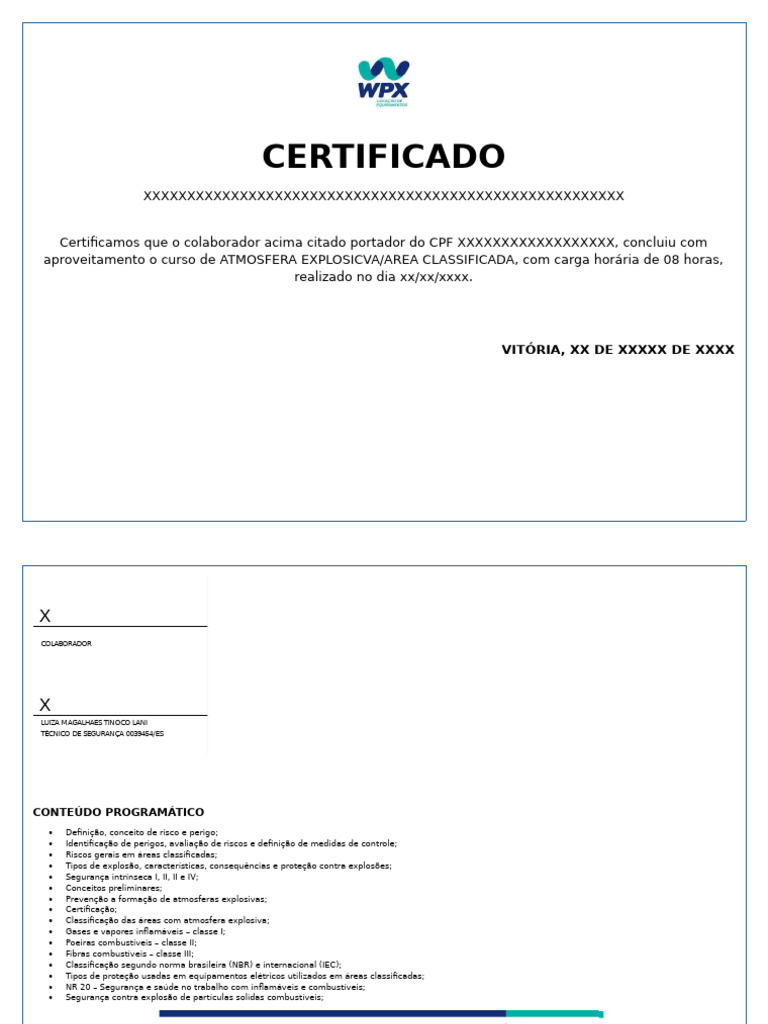 Certificado Area Classificada | PDF