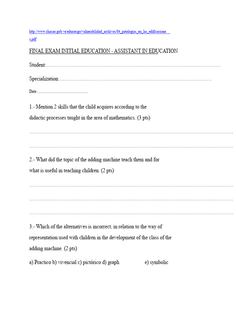 Final Exam Early Childhood Education | PDF