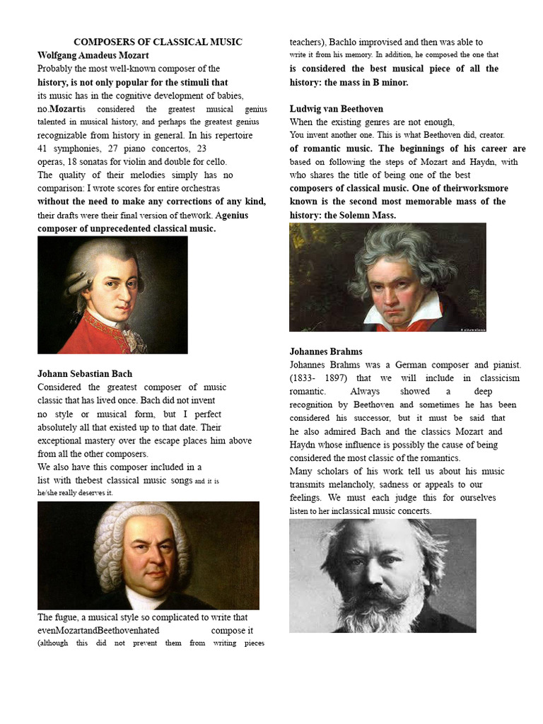 Classical Music Composers | PDF | Classical Music | Classical Period ...