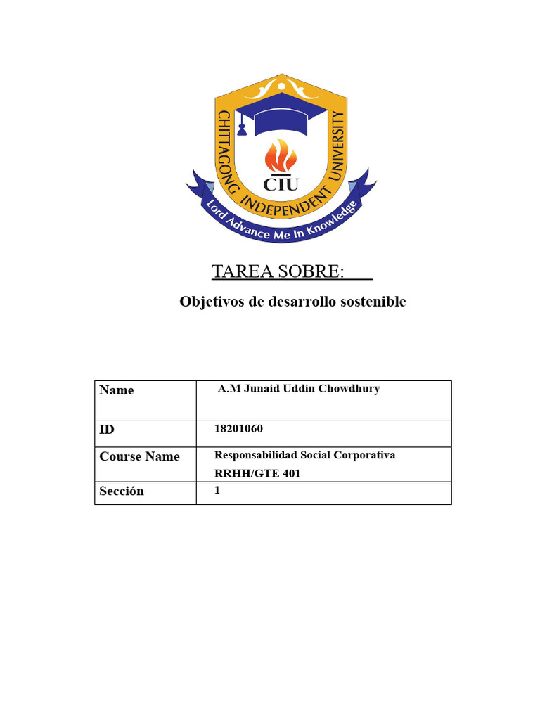 Tarea Sobre Los ODS | PDF | Sustentabilidad | Desarrollo sostenible