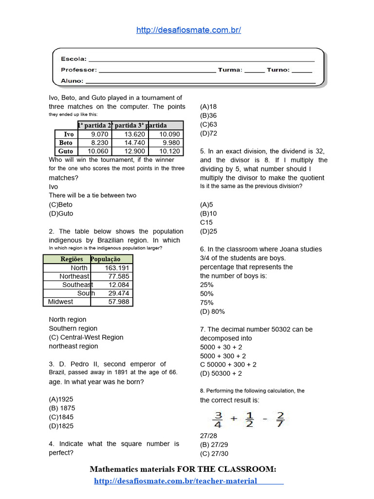 Simulated - Activity 24 of Mathematics For 6th Grade | PDF | Division ...