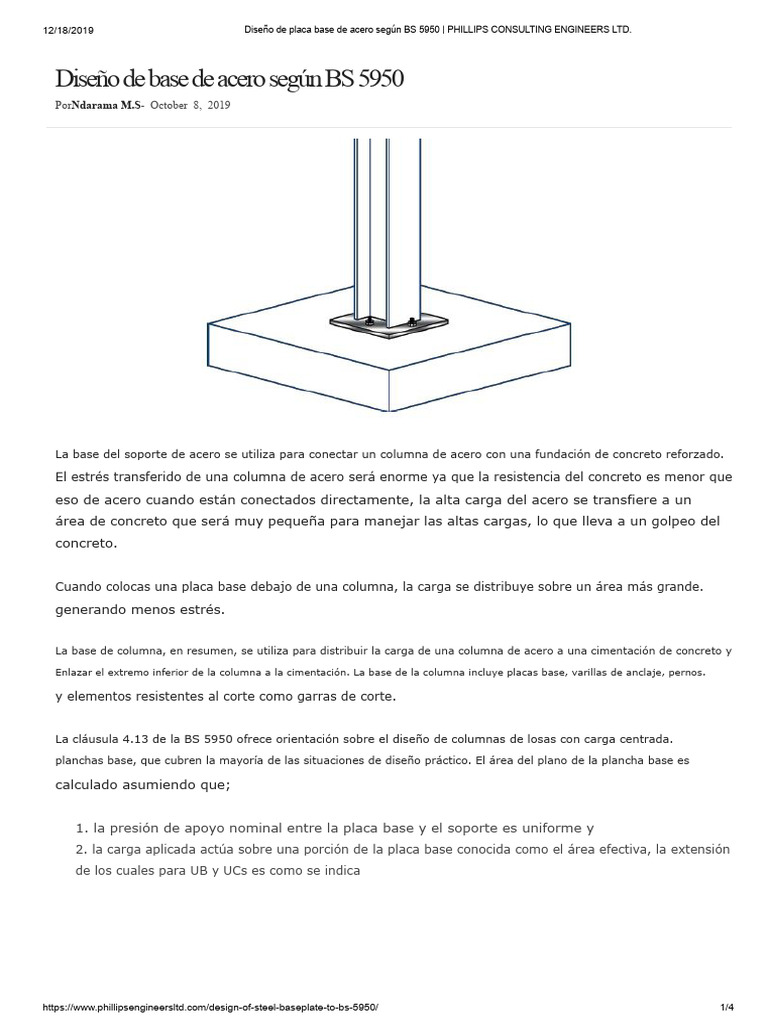 Diseño de Placa Base de Acero Según BS 5950 - PHILLIPS CONSULTING ...