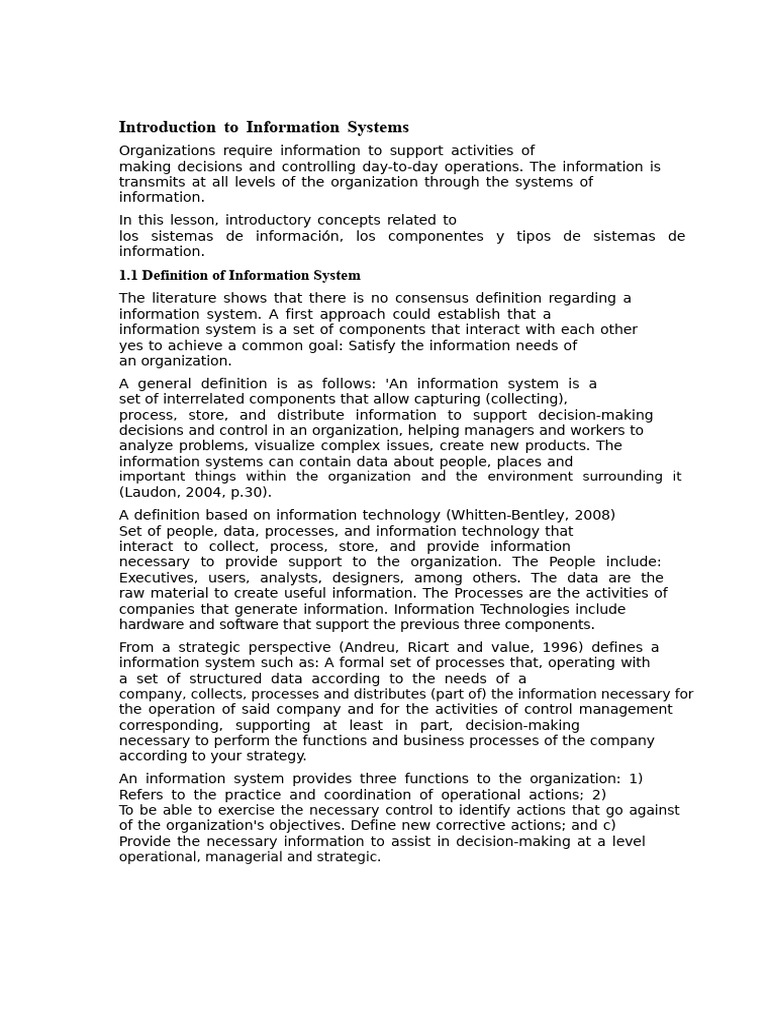 Introduction to Information Systems Overview | PDF | Information ...
