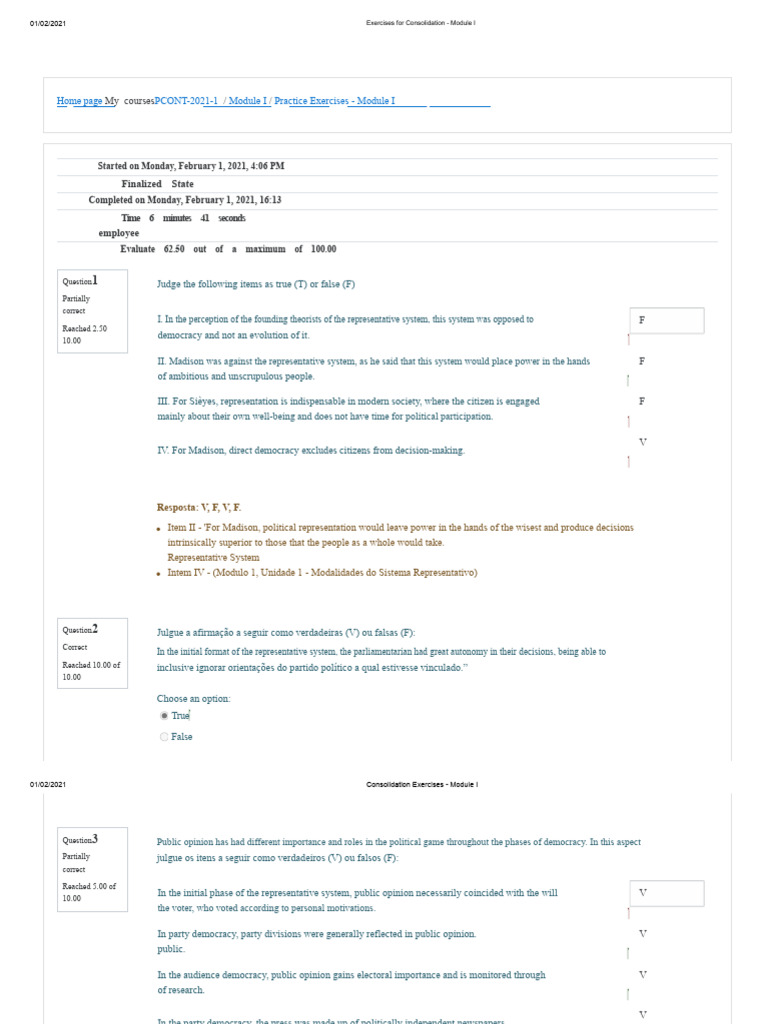 Exercises For Consolidation - Module I | PDF | Democracy | Political ...