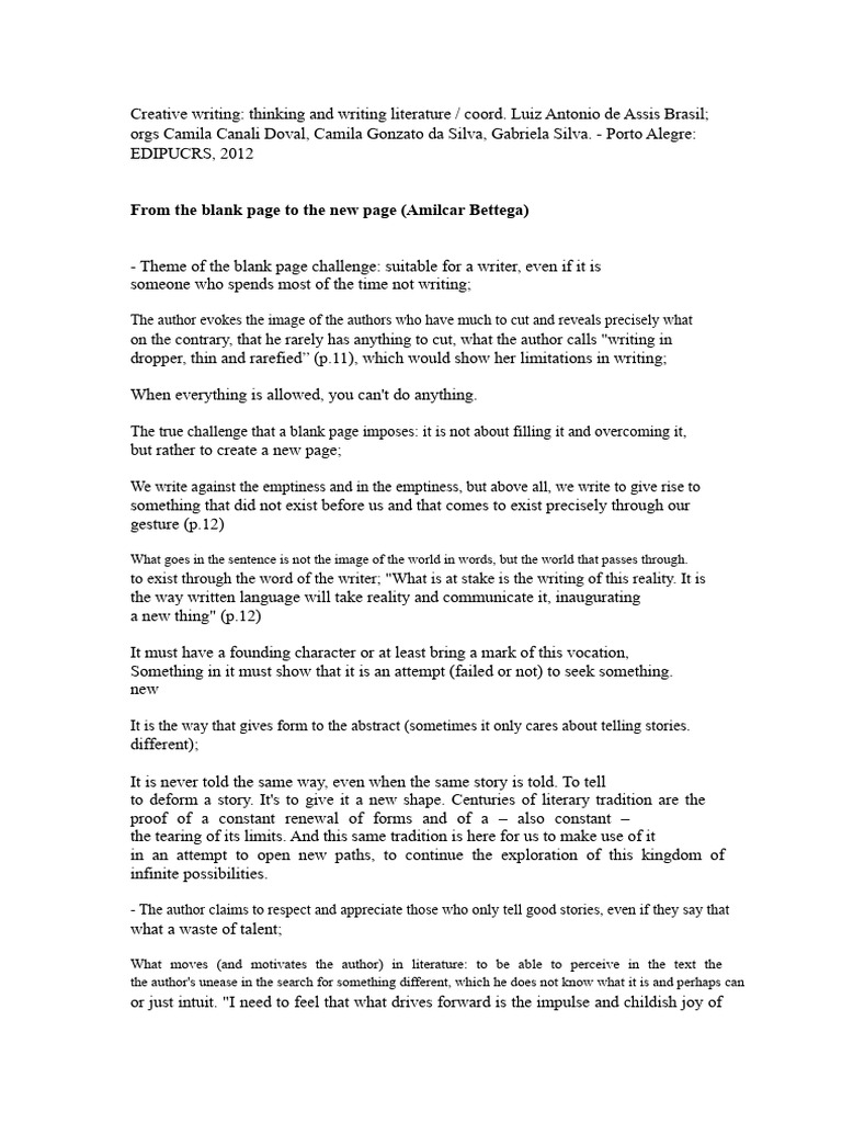 Creative Writing - Thinking and Writing Literature | PDF